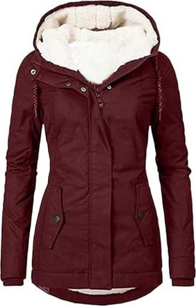 Generic Manteaux dhiver pour femmes, grande taille, parka à capuche, longue, chaude, épaisse, doublée en polaire, vêtements dextérieur décontractés et confort