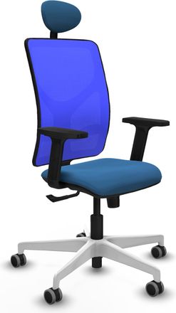 Piqueras y Crespo B&uuml;rostuhl ohne Rollen, mit 2D-Armlehnen, h&ouml;henverstellbare Lendenwirbelst&uuml;tze und festes Kopfteil, ausgestattet mit 3 Positionen, Blau/Hellblau