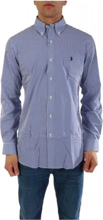 Ralph Lauren Homme, Chemises, Bleu, Taille: 3XL Chemise Popeline Stretch Ray&eacute;e