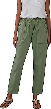 Generic Pantalon L&eacute;ger Femme Fluide en Lin &Eacute;t&eacute; Ample Pantalon Femme Couleur Unie Grande Poche Taille &Eacute;lastique Coton Lin D&eacute;contract&eacute; Ample Detente Fluide (Gre