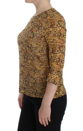 Dolce & Gabbana Womens Multicolor Mosaic Print Silk Blouse T-Shirt