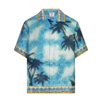 Casablanca Homme, Chemises, Bleu, Taille: L Chemise en Soie Bleue Composition