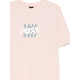 HUGO BOSS Logo-Print Cotton T-Shirt - Pink