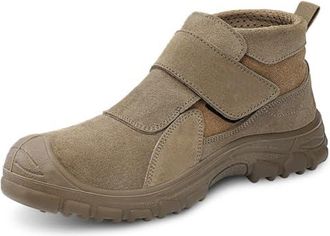 Generic Chaussures de travail de soudage anti-brûlure pour homme - Chaussures de sécurité anti-crevaison - Bottes de protection résistantes à lusure, Marron, 