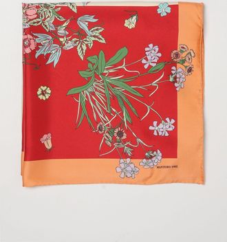 Mantero 1902 Quadratischer Seidentwill-Foulard mit romantischem Blumendruck