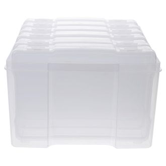 BESTONZON SHINEOFI Kunststoff Foto und Gru&szlig;karten Aufbewahrungsbox mit Trennw&auml;nden Transparent Stapelbar Organizer f&uuml;r Scrapbooking und Bastelbedarf zur Sichere