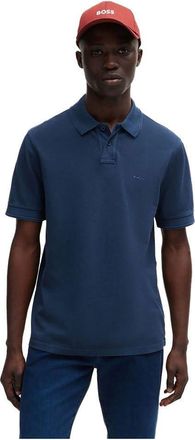 BOSS Herren Prime Poloshirt aus Baumwoll-Piqué mit Logo-Print Dunkelblau S