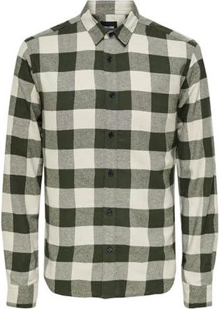 Only & Sons Onsgudmund Ls Checked Shirt Noos Chemise, Forest Night 2, XXL Homme