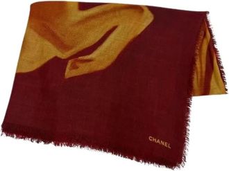 Chanel Pre-owned Logo Pattern Cashmere Stole - Femme - Pre-owned - Rouge - Taille: ONE Size