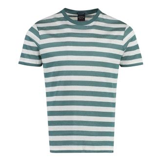 Paul & Shark Gestreiftes T-Shirt aus Leinen-Baumwoll-Mischgewebe - - Tops - Herren - Gr&uuml;n - XL