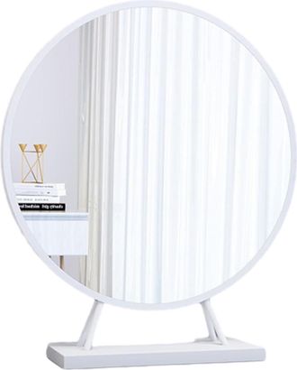 Generic Standspiegel Im Nordischen Stil Mit Metallrahmen und Fu&szlig; zur Dekoration Von Schminktisch, Badezimmer, Schlafzimmer und Wohnzimmer(White,50CM)