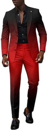 Generic Costume habill&eacute; pour homme 2 pi&egrave;ces coupe slim, costume daffaires pour mariage, veste blazer avec revers &agrave; bouton, &eacute;charpe, gilet et pantalon, ensembl