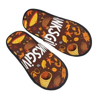 Generic Pantoufles dautomne &agrave; imprim&eacute; Thanksgiving pour femmes, chaussures dint&eacute;rieur et dext&eacute;rieur duveteuses, &agrave; enfiler