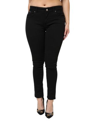 Dolce & Gabbana Womens Black Cotton Mid Waist Denim Jeans Clothing