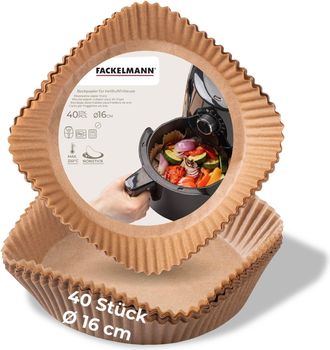 Fackelmann Fackelmann Backpapier f&uuml;r Hei&szlig;luftfritteuse - 16 x 16 cm rund, 40-teilig, &ouml;l- und wasserfest, beschichtet - hitzebest&auml;ndig bis 220C, mikrowellen- und 
