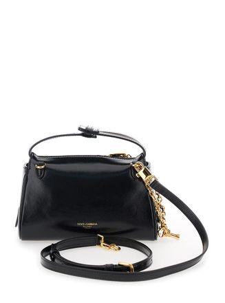 Dolce & Gabbana Womens Handbag Vittoria Black Cotton Handbags Hand Bags