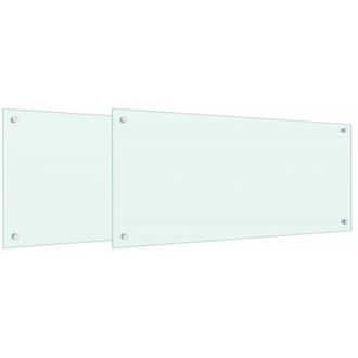 vidaXL K&uuml;chenr&uuml;ckwand 2 pcs Wei&szlig; 90 x 40 cm Geh&auml;rtetes Glas vidaXL