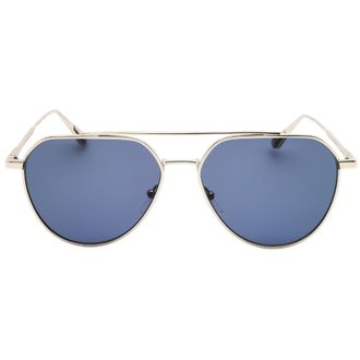 Calvin Klein Sonnenbrille Mit Silbernem Rahmen Und Blauen Gl&auml;sern