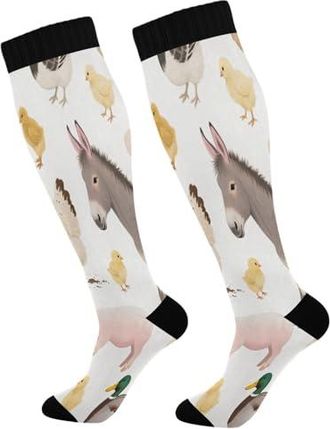 Generic Chaussettes De Contention Âne Poulet Ferme Coq Chaussettes De Sport Homme Confortables Respirantes Planche À Roulettes Bonneterie, Pour Cyclisme, Cour
