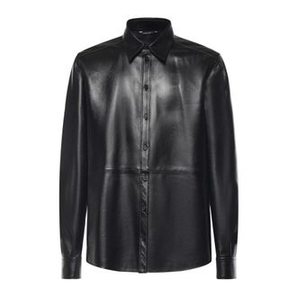 Dolce & Gabbana Homme, Vestes, Noir, Taille: L Chemise en cuir boutonn&eacute;e