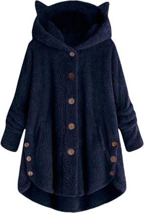 Generico Veste Femme en Polaire D&eacute;contract&eacute;e Veste Souple Veste de Ski Femme Chaude Baggy Vestes Fleece Cardigan Longue Couleur Unie Sweat-shirt Poilu Hoodies 