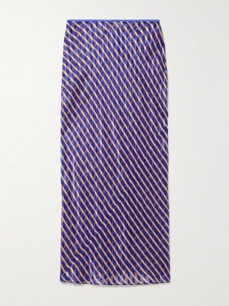 Dries Van Noten Jupe Midi En Satin D&eacute;vor&eacute; &Agrave; Rayures - Violet