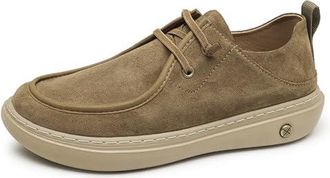 Generic Baskets bateau &agrave; enfiler pour homme - En cuir v&eacute;ritable - Bout rond - Style d&eacute;contract&eacute;, kaki, 39 1/3 EU