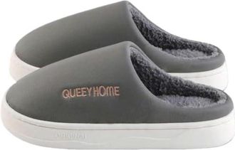 Generic Pantoufles dint&eacute;rieur doubl&eacute;es pelucheuses, chaudes &agrave; enfiler et r&eacute;sistantes &agrave; leau pour adultes, gris fonc&eacute;, Medium