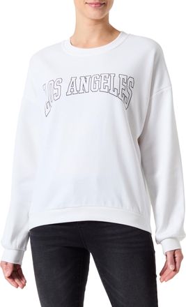 Pieces Womens Pcfreya Ls Oversize Sweat Sweatshirt, Bright White/Print:Black, M