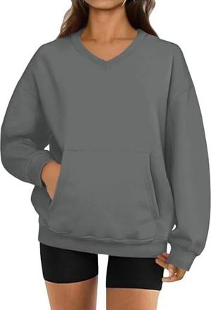 Generic Pull Femme Hiver col V Mode Couleur Unie/Impression D&eacute;grad&eacute;e Sweatshirt Tendance Ample Chaud Sweat Femme sans Capuche D&eacute;contract&eacute; Manche Longue Tops a