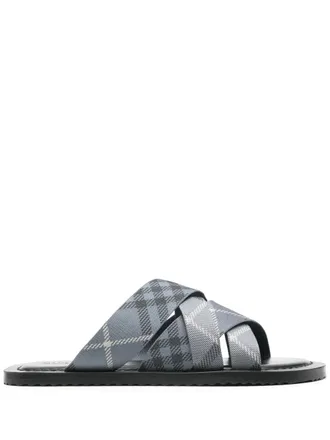 Burberry claquettes &agrave; carreaux - Gris