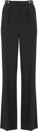 Elisabetta Franchi Femme, Pantalons, Noir, Taille: 34 FR Pantalon en cr&ecirc;pe avec accessoire bijou