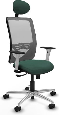 Piqueras y Crespo Gr&uuml;ner Schreibtisch Zulema mit wei&szlig;en und schwarzen Armlehnen, h&ouml;henverstellbare Lendenwirbelst&uuml;tze und festes Kopfteil, ausgestattet mit 3 Positionen