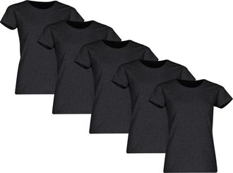 Fruit Of The Loom 5er Pack Ladies&acute; Valueweight T Damen T-Shirt, Dark Grey Heather, XXL