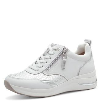 Tamaris Comfort baskets femme plates &agrave; lacets avec fermeture &eacute;clair, White Nappa, 39 EU