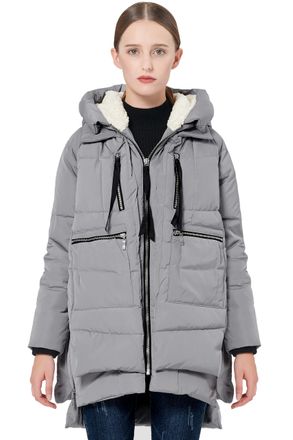 Orolay Damen Daunenmantel mit Verdickung Parka Kapuze Langer Puffer Mantel f&uuml;r Winter Gesteppte Gepolsterte Winddichte Oberbekleidung Grau XXL