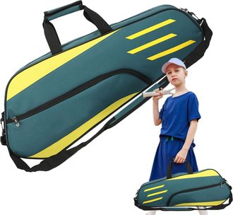 Generico F&uuml;r Badmintonschl&auml;ger, Schulterschl&auml;ger, wasserdicht, f&uuml;r 3 Schl&auml;ger, Organizer mit mehreren F&auml;chern, tragbar, langlebiges Zubeh&ouml;r f&uuml;r Badminton und T