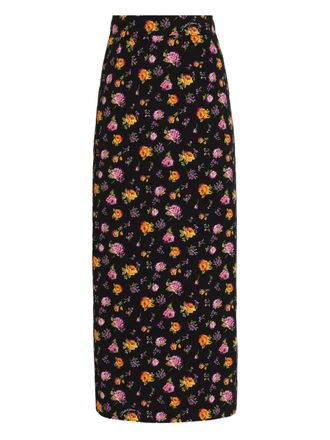 Dolce & Gabbana jupe mi-longue &agrave; fleurs - Noir