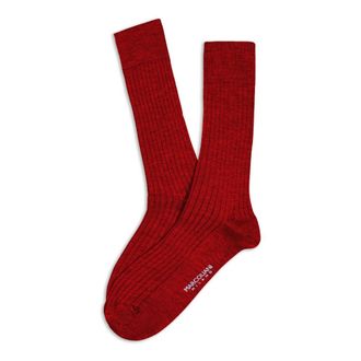 Marcoliani Chaussettes habill&eacute;es c&ocirc;tel&eacute;es en laine m&eacute;rinos extrafine - Homme - Sous-v&ecirc;tements - Rouge - Taille: ONE Size
