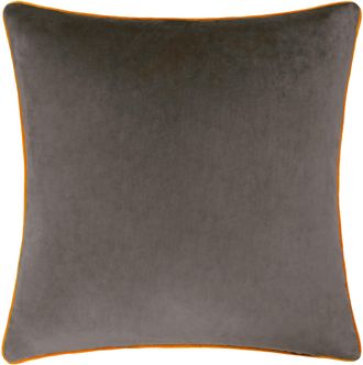 furn. Meridian Kissenbezug - luxuri&ouml;ser kontrastfarbener paspelierter Samt-Dekobezug (Mokka/K&uuml;rbis - 45x45cm)