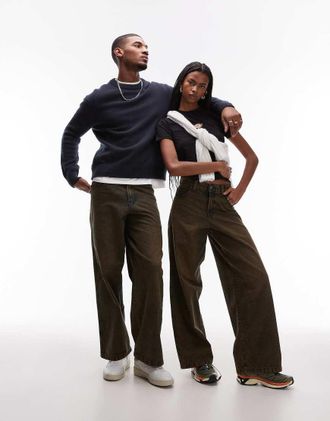 Dickies Wave - Jean ample - Indigo et marron délavé-Bleu