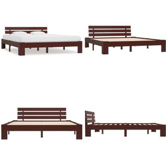 vidaXL Massivholzbett Dunkelbraun Kiefer 160x200 cm - Massivholzbette - Holzbettrahmen - Doppelbett - Kiefernbett - Dunkles Bett - Home & Living