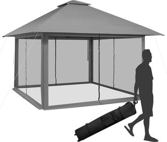 Costway Costway - Tonnelle de jardin pliante 4 x 4M avec parois lat&eacute;rales en maille zipp&eacute;es - Toit double ventilation en tissu Oxford - Sac de transport