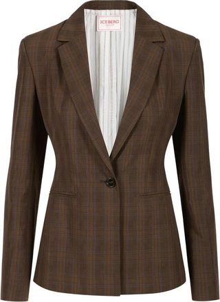 Iceberg Femme, Vestes, Brun, Taille: 36 FR Veste &agrave; carreaux crois&eacute;e