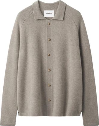 Soft Goat Cardigan bross&eacute; - Homme - Pulls - Gris - Taille: S