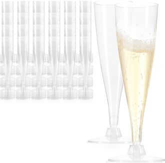 Com-Four 96x Mehrweg Sektglas - transparente, stapelbare Kunststoff-Sektkelche f&uuml;r Party, Camping und unterwegs - wiederverwendbar und sp&uuml;lmaschinengeeignet - 