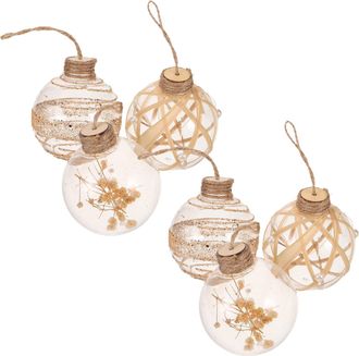 DOITOOL 6 Stück Transparente Bruchsichere Kunststoff weihnachtskugeln mit Juteband DIY Christbaumschmuck für Baum Hochzeit Party Sichere Leichte Xmas baumdeko