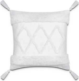 Paco Home Kissen Bezug Kissenbezüge Mit Quastenfransen Boho Kissenbezug Kissenhülle Boho Sofa Couchkissen Zierkissen, Farbe:Altweiß, Sets:Single