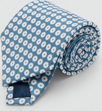 Mango Cravate 100 % soie imprim&eacute; fleurs bleu ciel - Homme - Taille unique - MANGO MAN