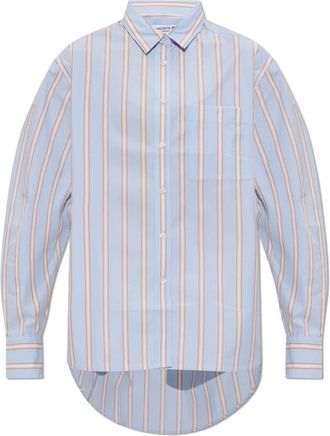 Lacoste Femme, Blouses et Chemises, Bleu, Taille: 40 FR Chemise Popeline Ray&eacute;e Oversize